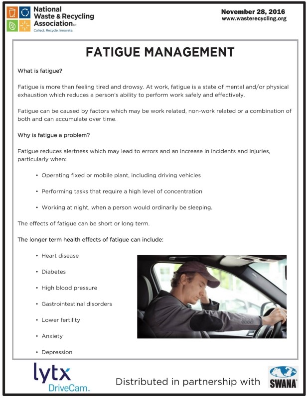 Safety Tuesday - Fatigue Management - Waste and Recycling Workers Week