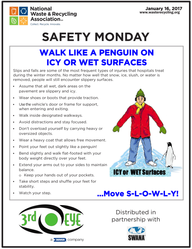 Safety Tuesday -Icy or Wet Surfaces - Waste and Recycling Workers Week